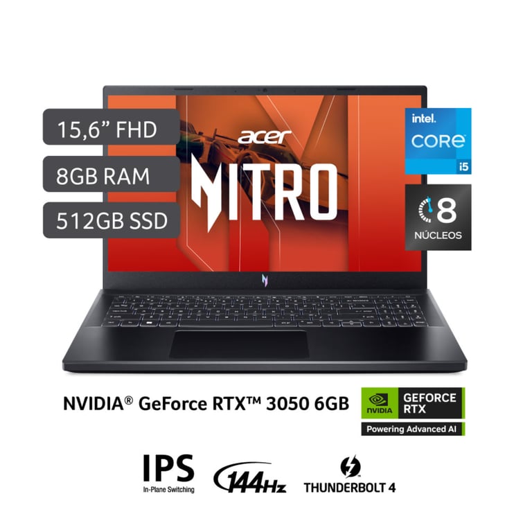Laptop Gamer Acer 15 Intel Core I5 Rtx3050 8Gb ACER | falabella.com