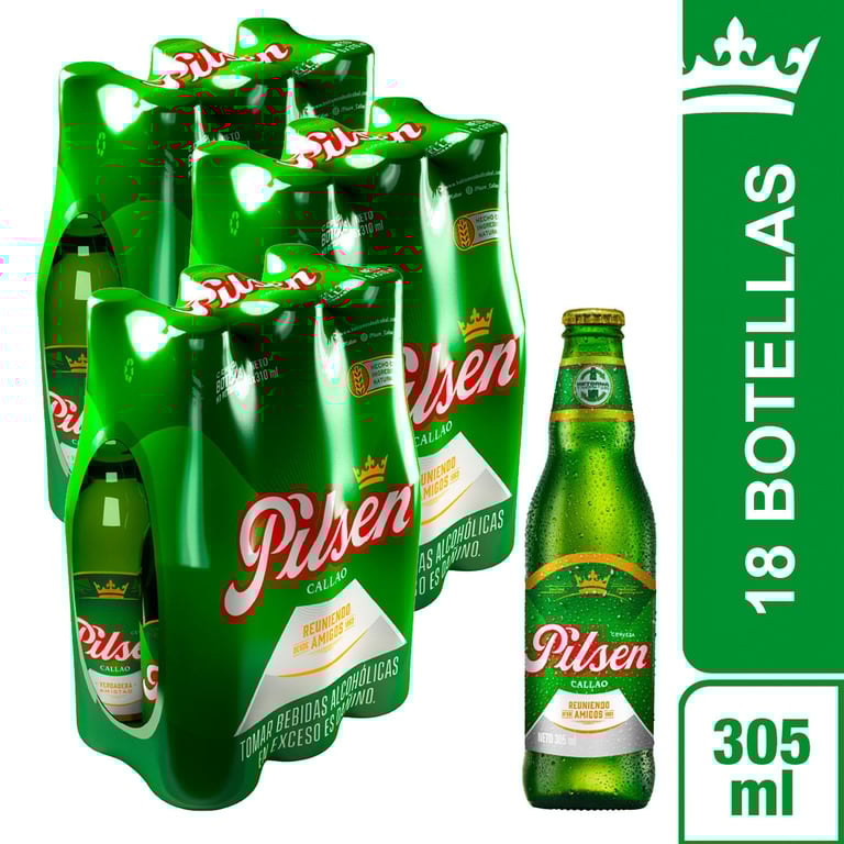 Cerveza Pilsen 6Pack 305 ML x 3 (18 Botellas) PILSEN | falabella.com
