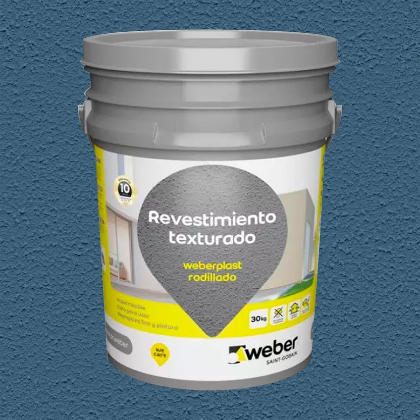 Revestimiento texturado Weberplast rodillado azul 30 Kg - Sodimac.com.ar