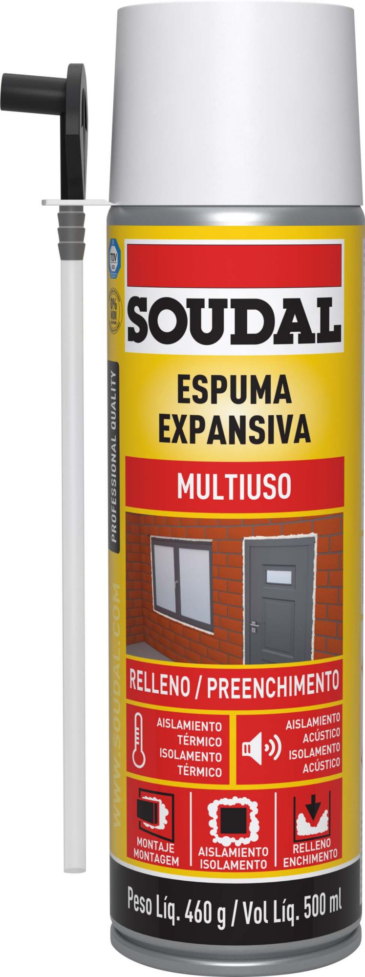 Espuma Expansiva Poliuretano Multiuso Champanhe 500ml Soudal - Sodimac.com.br