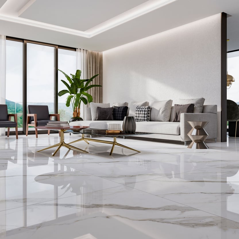 Piso Porcelanato Polido Retificado Branco Interno 120x120cm Calacata ...