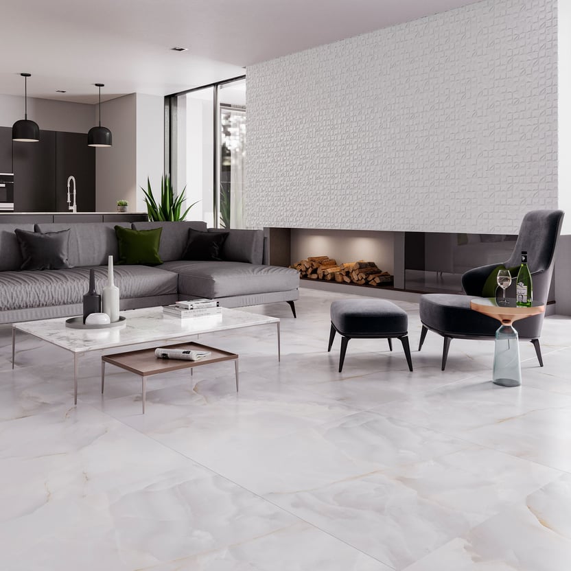 Piso Porcelanato Polido Retificado Bege Interno 90x90cm Onix Bianco Lux ...