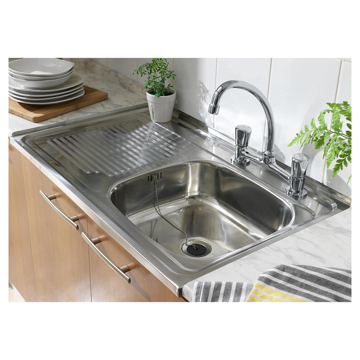 Lavaplatos Sobreponer Derecho 1 Cubeta(s) 50x14.6x100 cm Acero ...