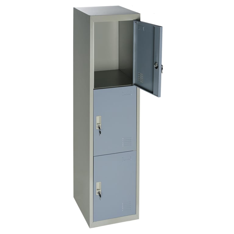 Locker de Oficina con Llave 3 Puerta(s) 38x180x45 cm Gris/Azul ...