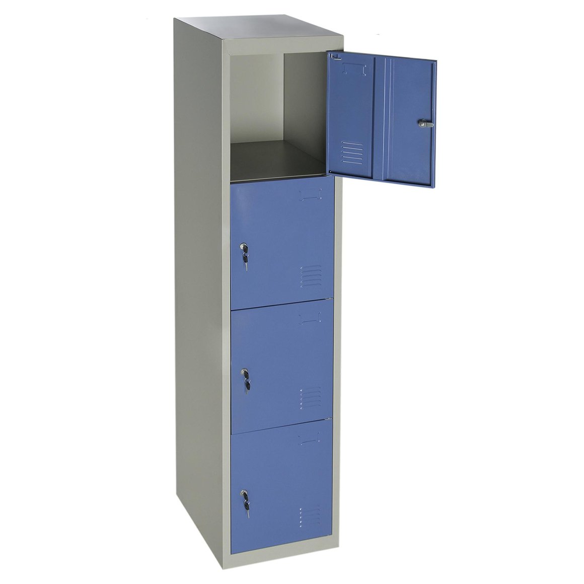Locker de Oficina con Llave 4 Puerta(s) 38x180x45 cm Gris/Azul ...