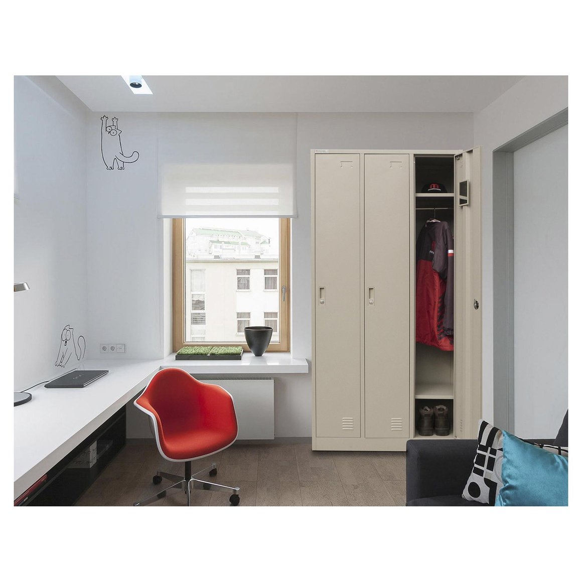 Locker de Oficina con Llave 3 Puerta(s) 6 Repisa(s) 90xx40 cm Gris ...