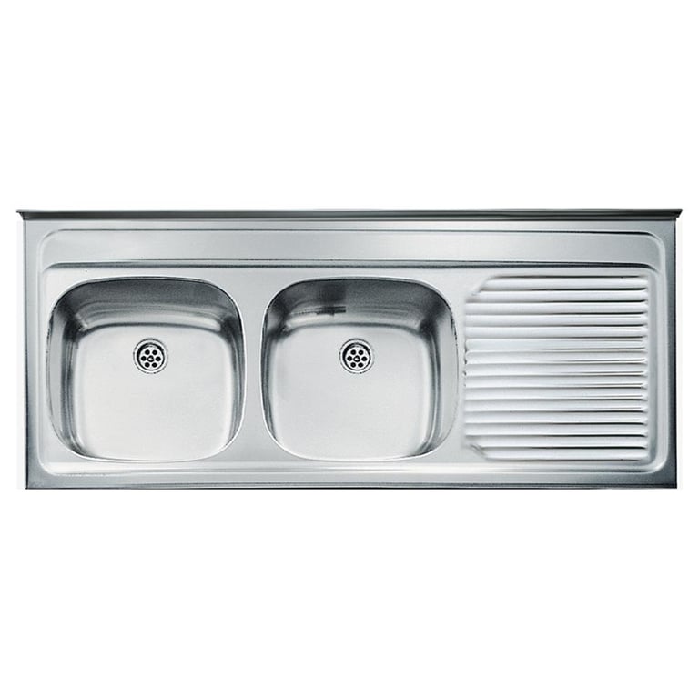 Lavaplatos Sobreponer Derecho 2 Cubeta(s) 120x15.5x50 cm Acero ...