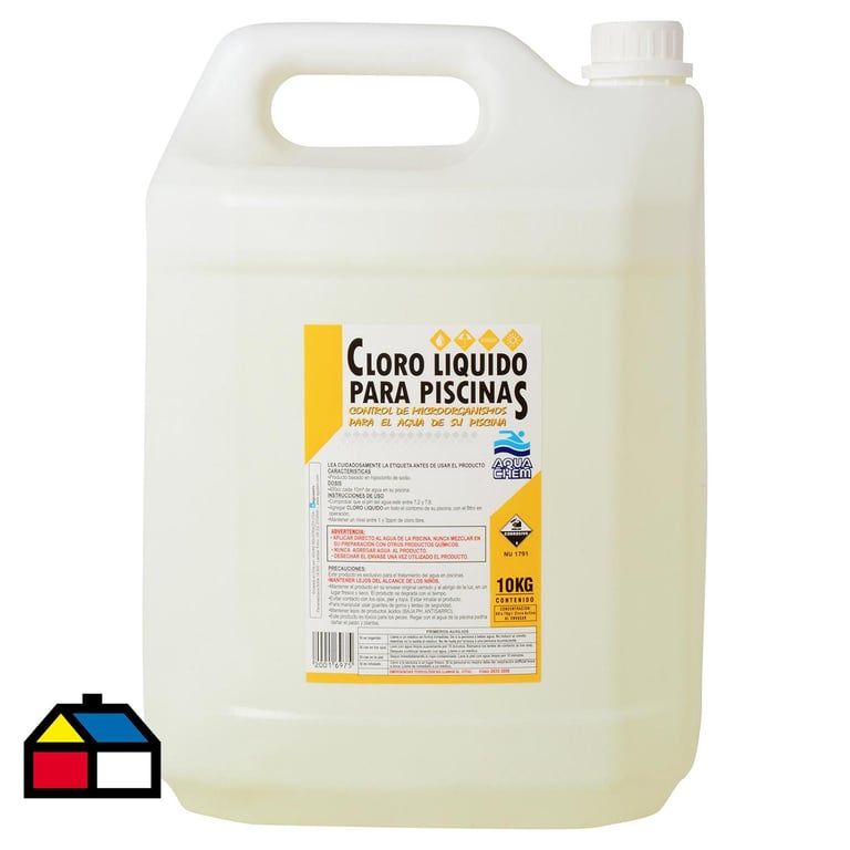 Cloro líquido para piscinas 10 litros bidón | Sodimac - Falabella