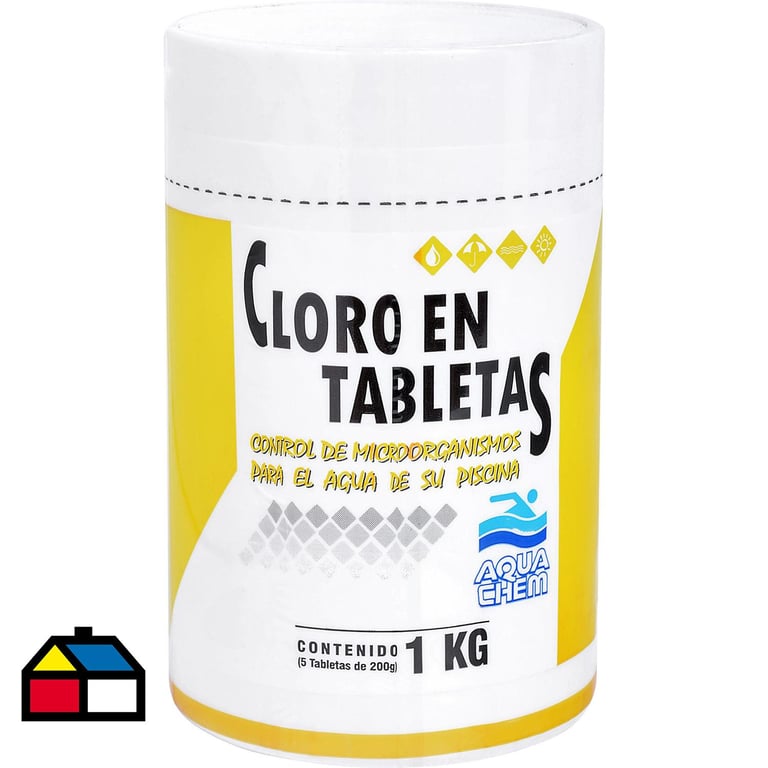 Cloro en tabletas para piscinas 1 kg frasco | Sodimac - Falabella
