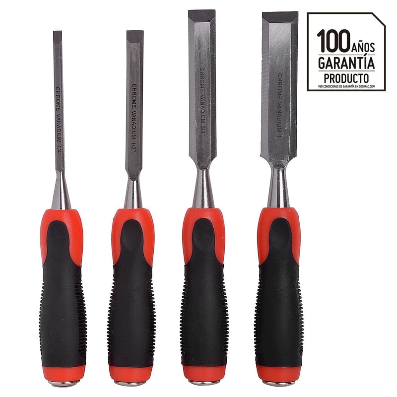 Set de formones para madera 8" acero 4 unidades | Sodimac - Falabella