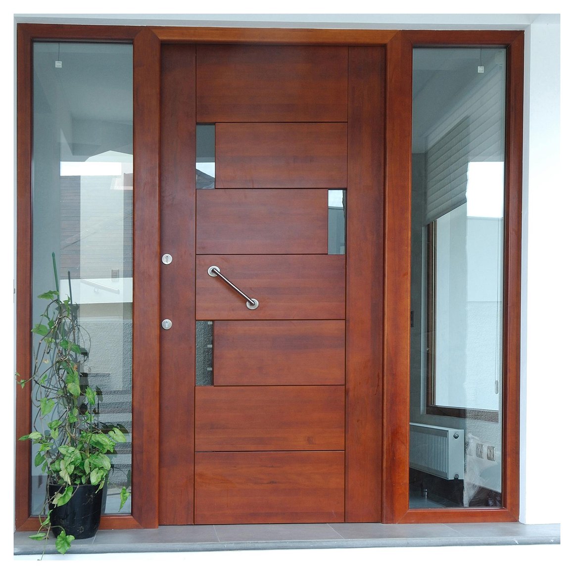 Puerta Exterior Madera de lenga Moderna Mantova Natural | Sodimac ...