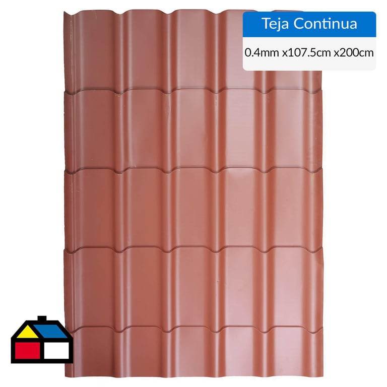 Teja continua curva Acero/Zinc 1.075x2 m 0.4 mm Terracota | Sodimac ...