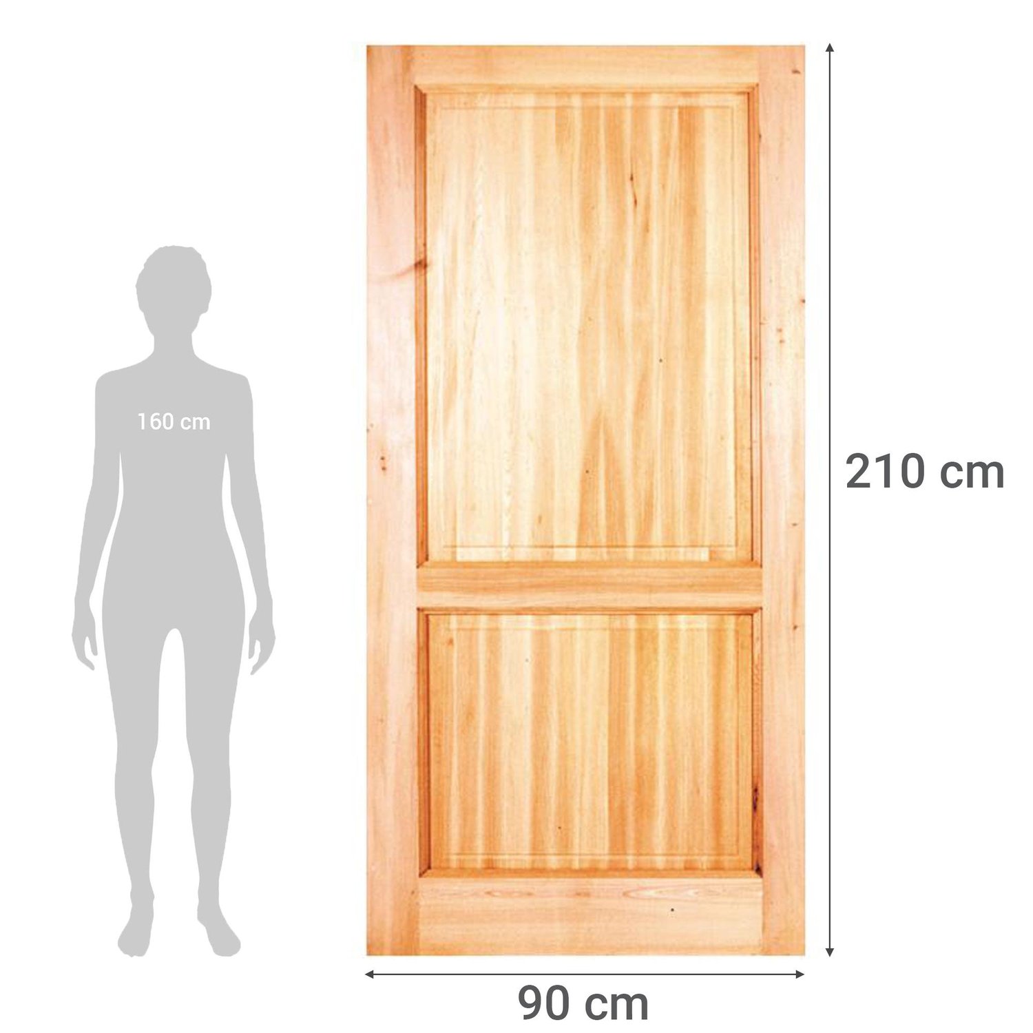 Puerta Exterior Madera pino oregón 90x210 cm Llanquih 100 Natural ...