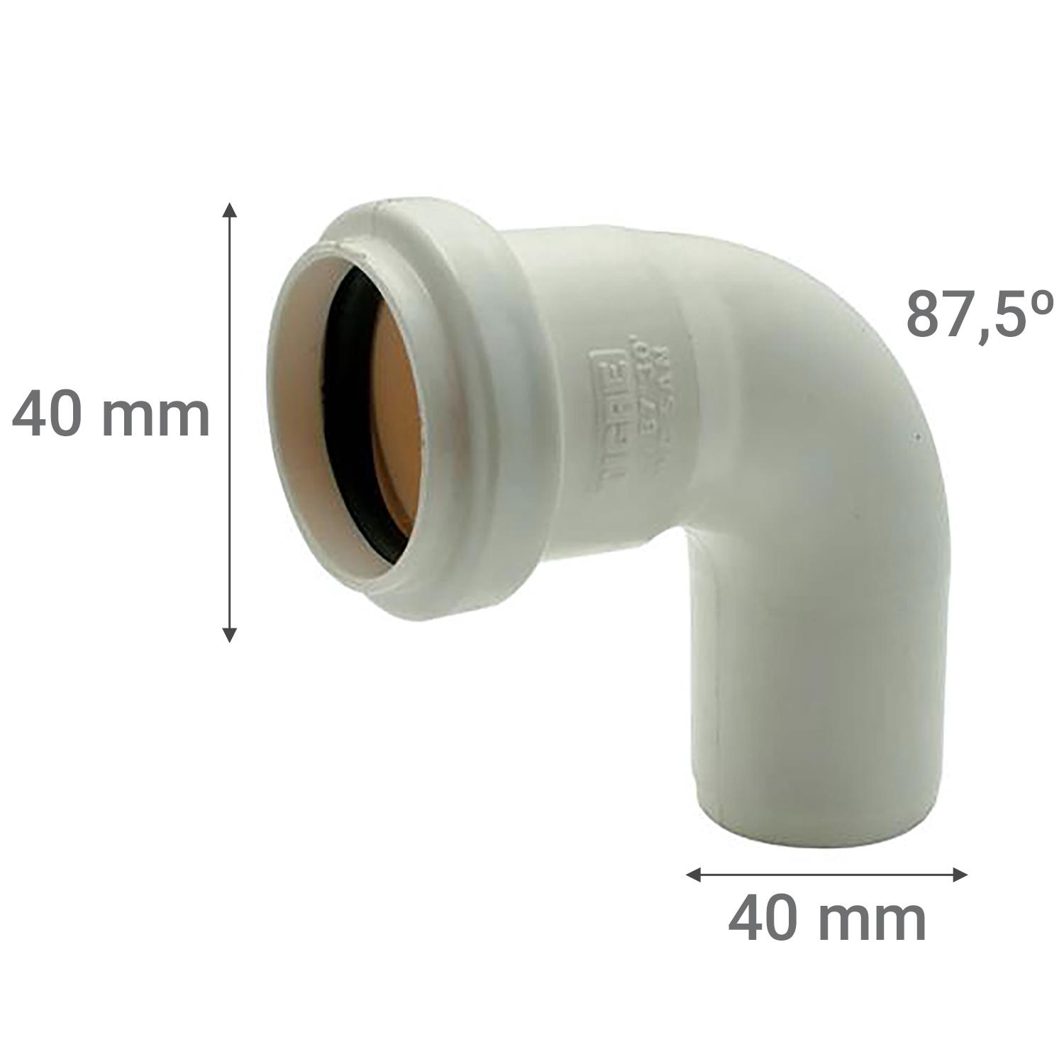 Codo 87,5o PVC-S Bco c/goma 40mm Blanco 1u | Sodimac - Falabella