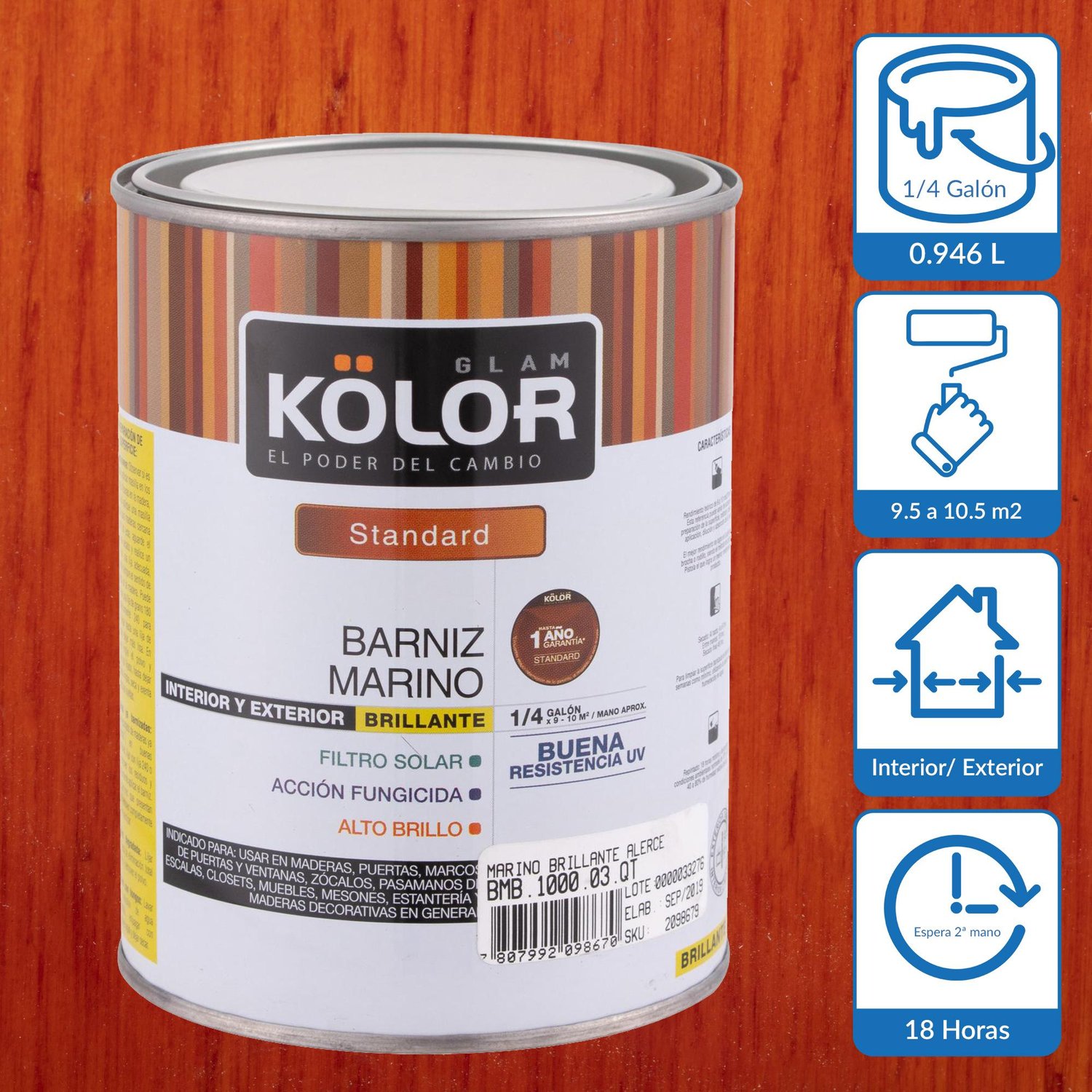 Barniz Marino Brillante 0.25 galón(es) Alerce | Sodimac - Falabella