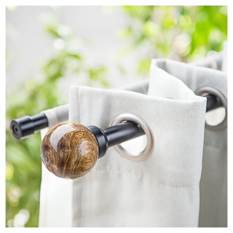 Set de Barra Cortina Doble 25/22 mm extensible 112-274 cm Bola Madera ...