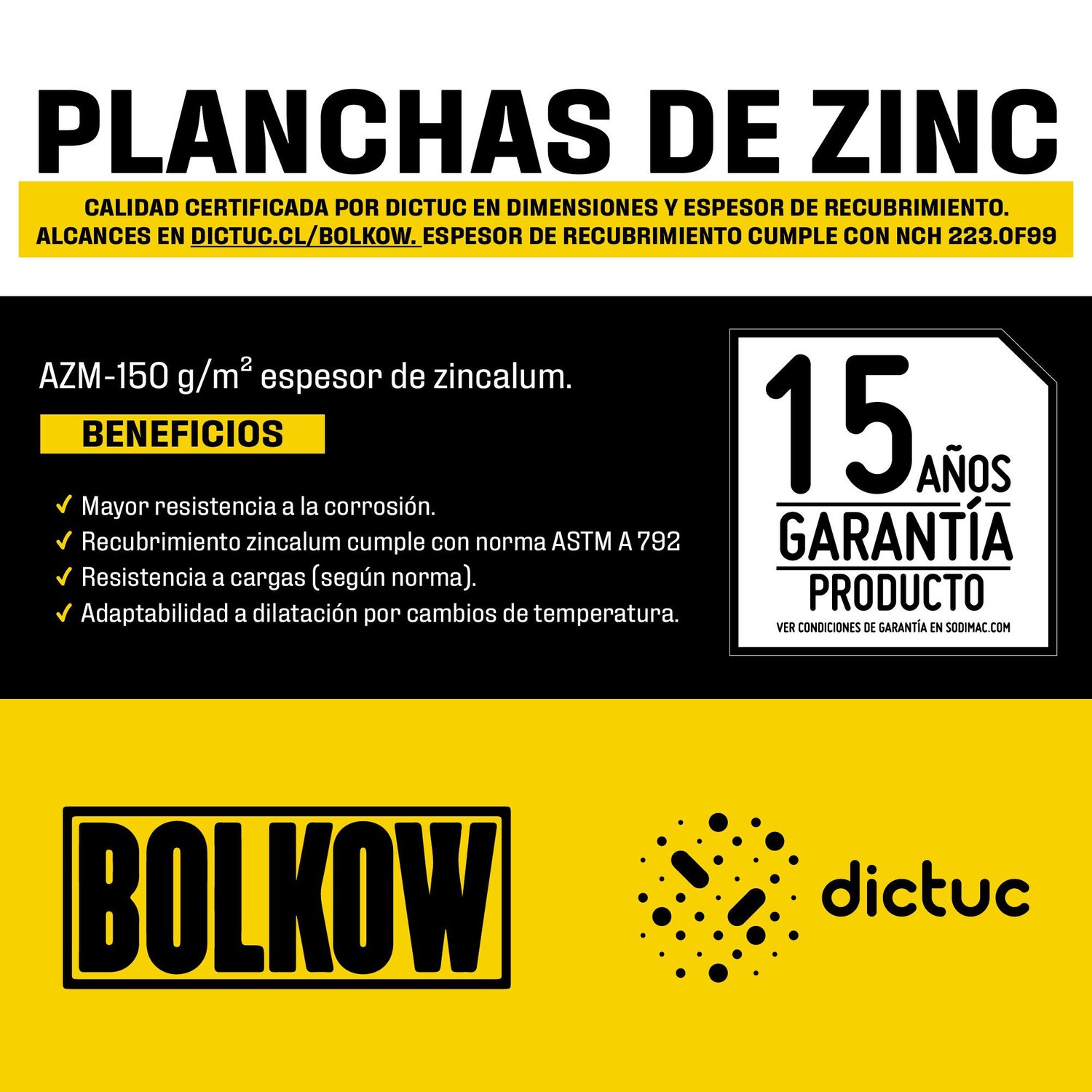 Plancha Recubrimiento AZM150 Zinc Liso 0.35 mm 95x300 cm Gris | Sodimac ...