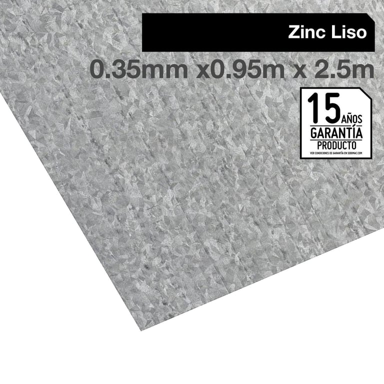 Plancha Recubrimiento AZM150 Zinc Liso 0.4 mm 95x250 cm Gris | Sodimac ...