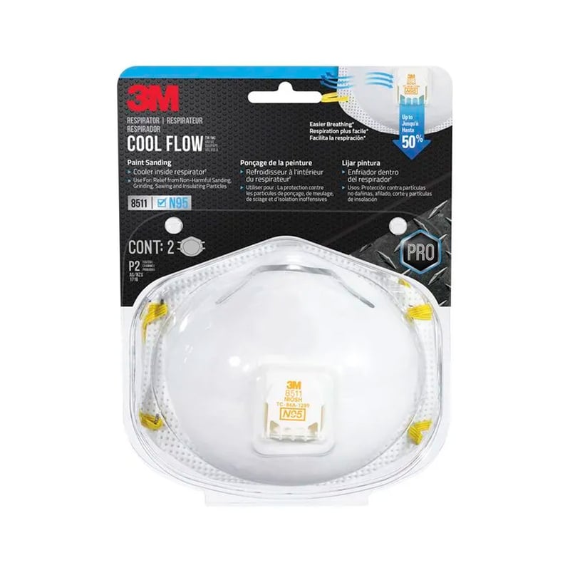 Respirador N95 3M con válvula Cool Flow 8511 2 unidades | Sodimac - Falabella