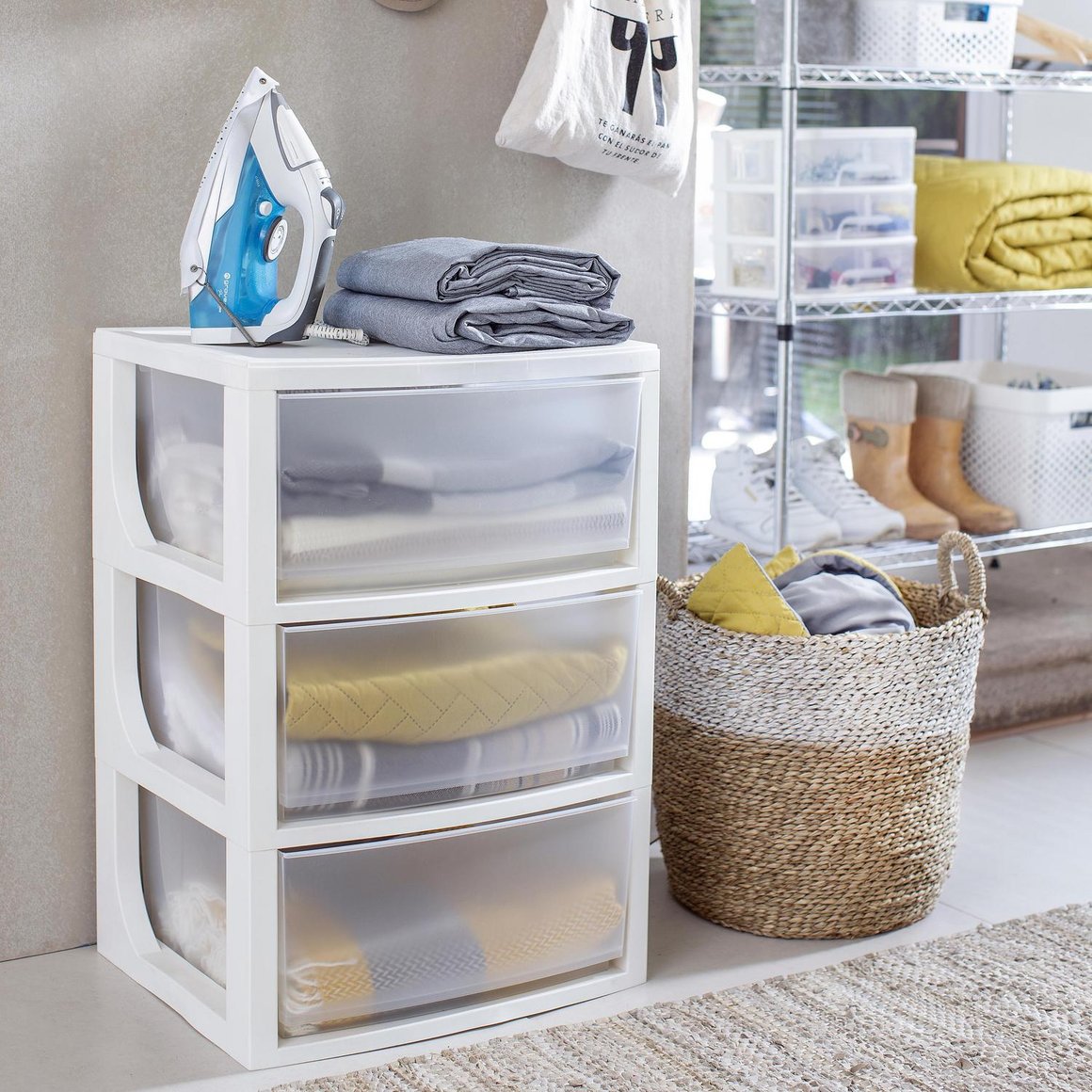 Cajonera 39x71x46 cm Blanco/Transparente | Sodimac - Falabella