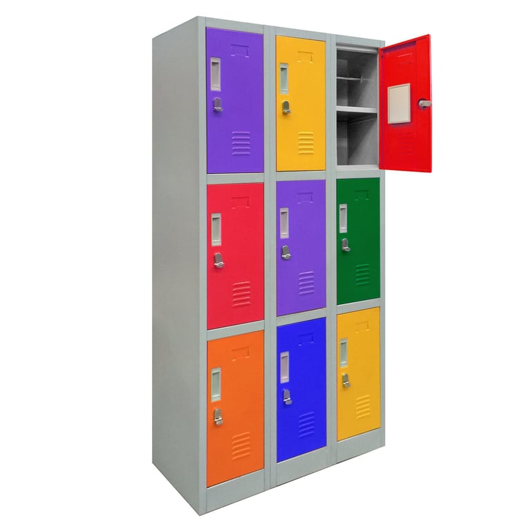 Locker con Portacandado 9 Puerta(s) 9 Repisa(s) 50xx83 cm Multicolor ...