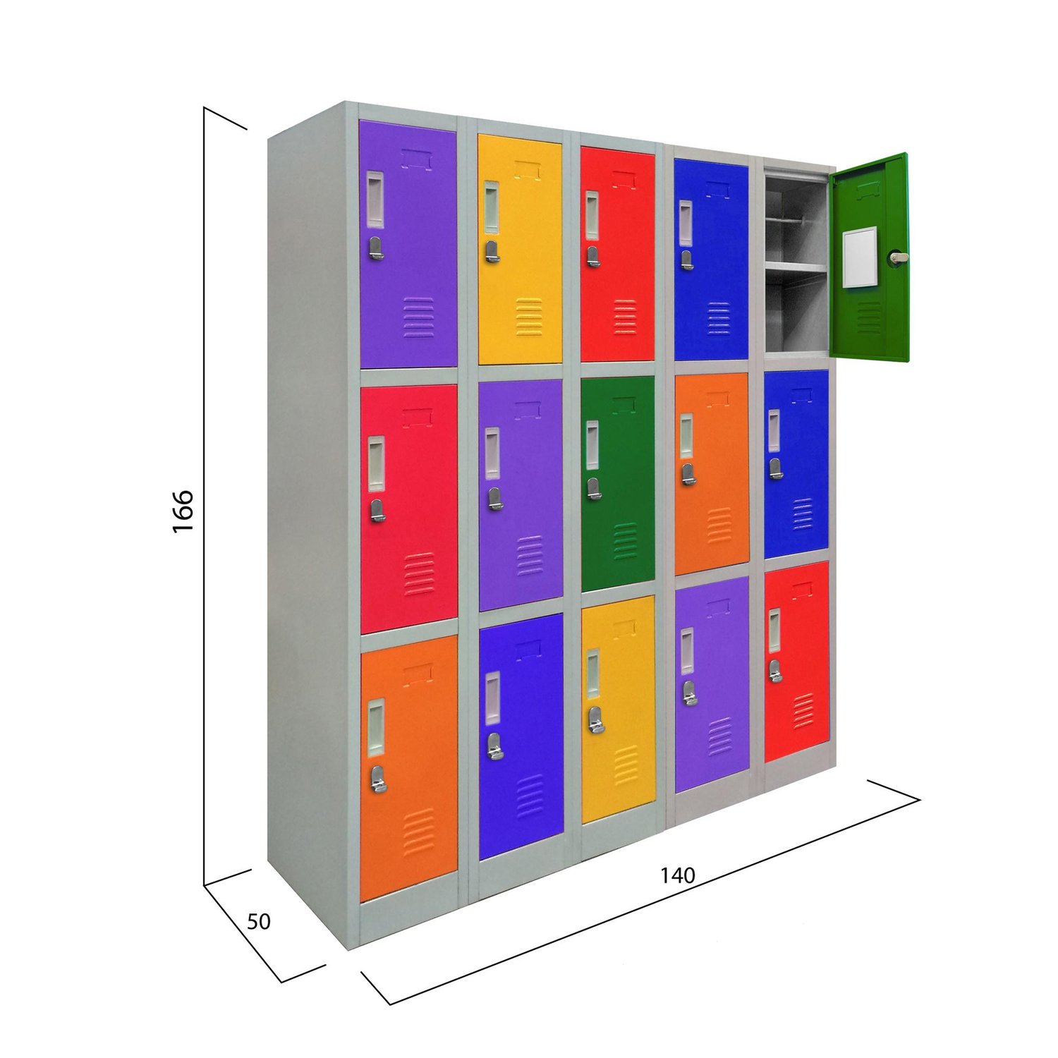 Locker de Oficina con Portacandado 15 Puerta(s) 15 Repisa(s) 50xx140 cm ...