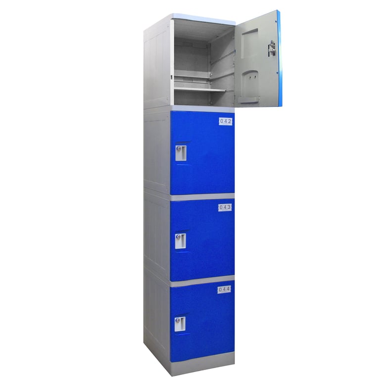 Locker Plástico Abs con Llave 4 Puerta(s) 4 Repisa(s) 38xx38 cm Azul ...