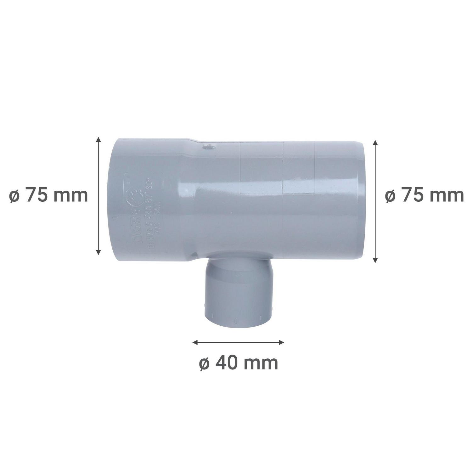 Tee Reducción PVC-S Cementar 75mm x 40mm Gris 1u | Sodimac - Falabella