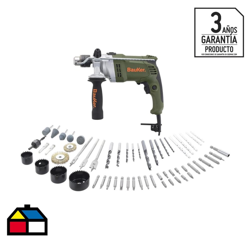 Kit taladro percutor eléctrico 13 mm 900W | Sodimac - Falabella