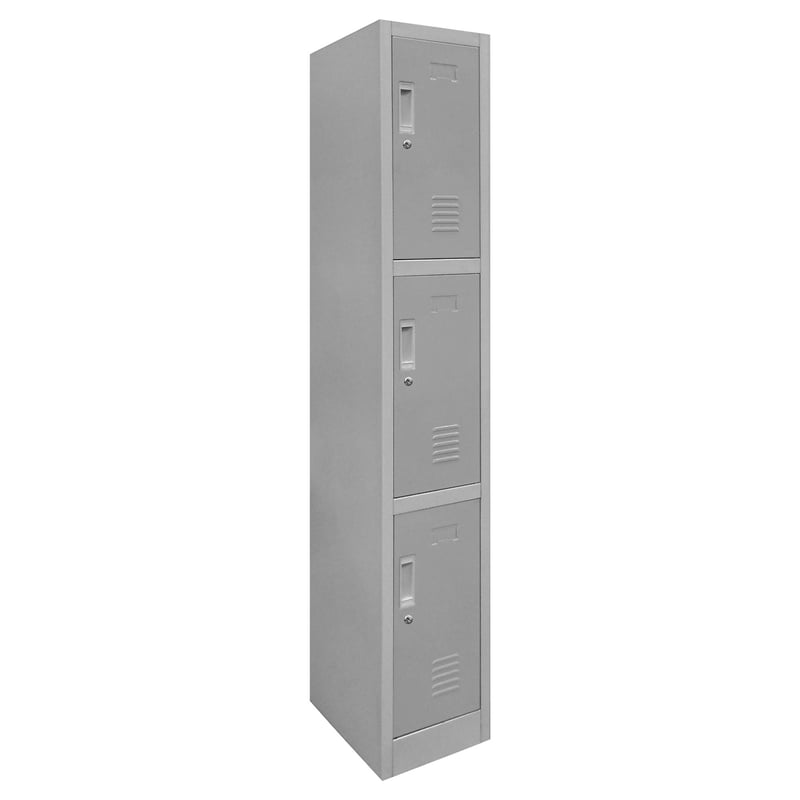 Locker de Oficina con Llave 3 Puerta(s) 2 Repisa(s) 50xx29 cm Gris ...
