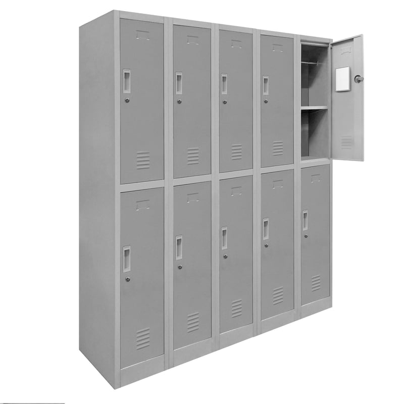 Locker de Oficina con Llave 10 Puerta(s) 15 Repisa(s) 50xx140 cm Gris ...