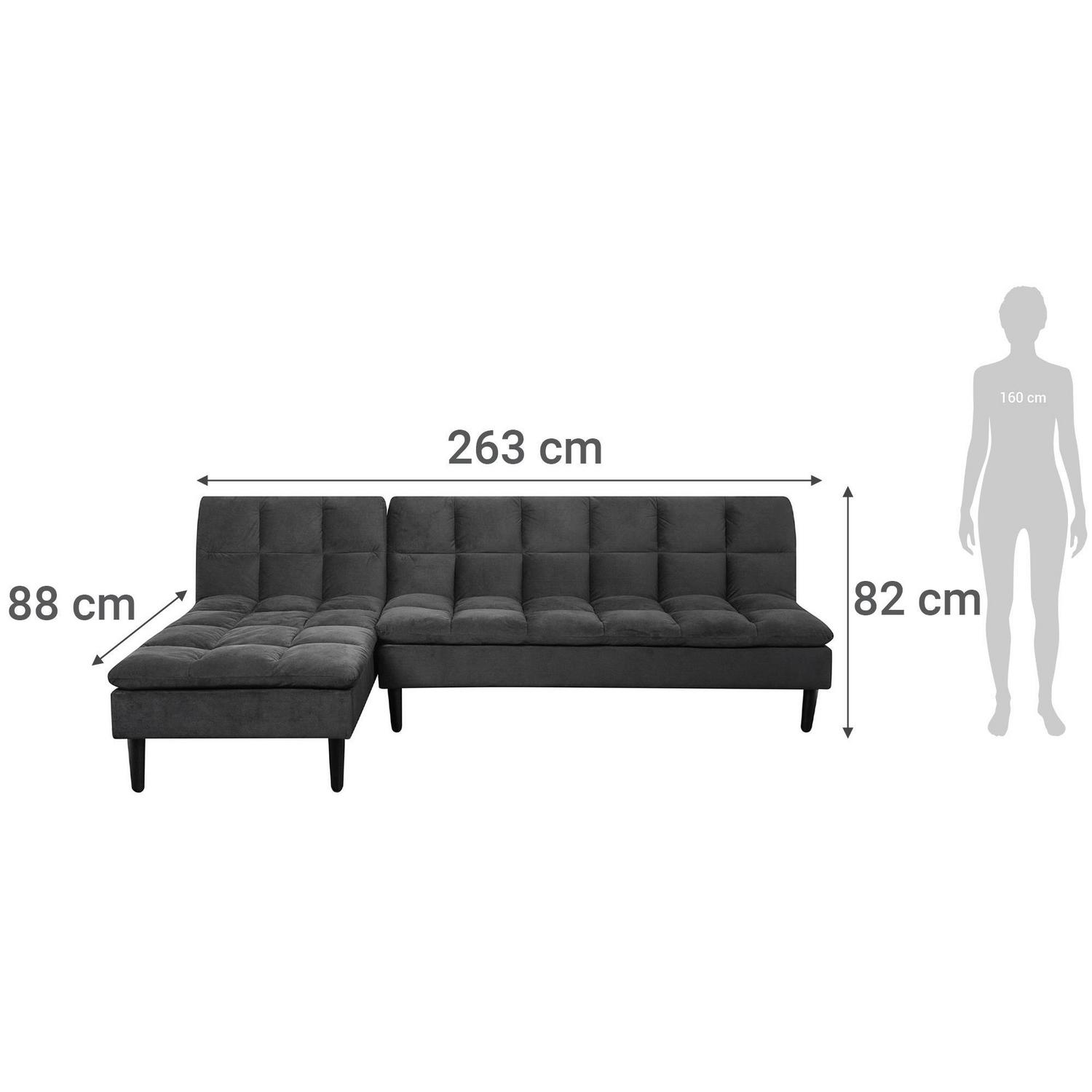 Futón seccional 3 cuerpos GLOBE CORNER 263x88x82 cm Negro | Sodimac ...