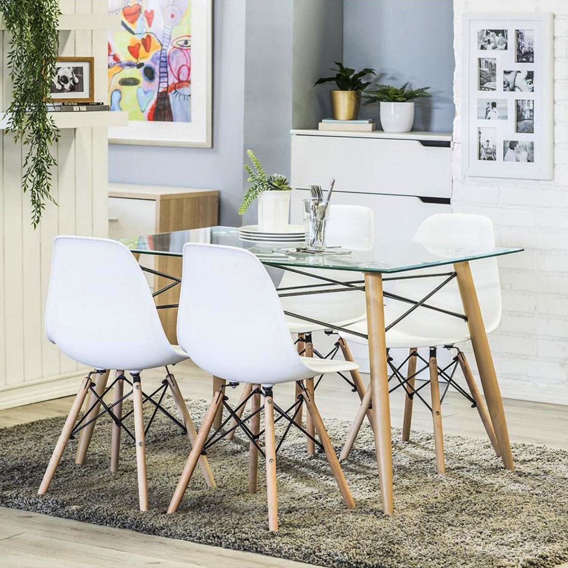 Juego de Comedor Soar 4 Sillas Mesa Rectangular 80x76x120 cm ...