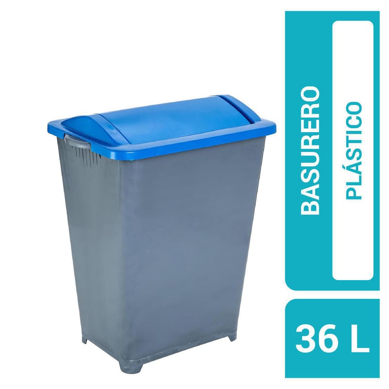 Basurero 36 Litros Plástico Gris | Sodimac - Falabella