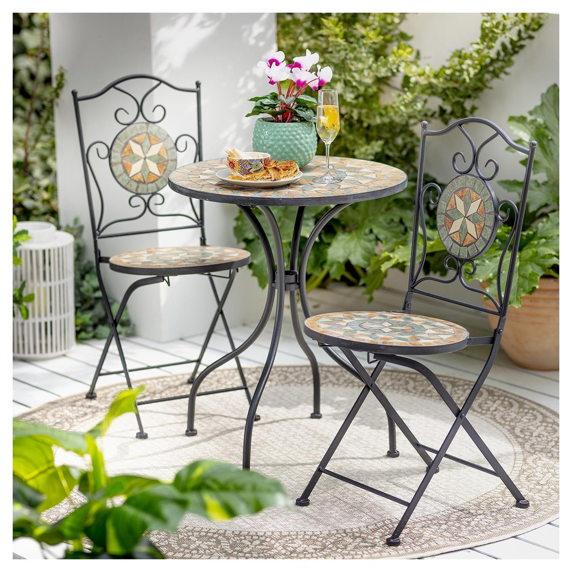 Juego de Balcón de Terraza Mosaico Fierro 2 Personas Café | Sodimac ...