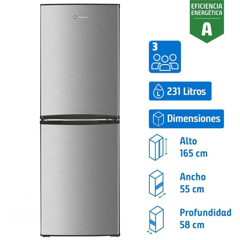 Refrigerador Bottom Freezer Frío Directo 231 Litros Gris Nordik 415 ...