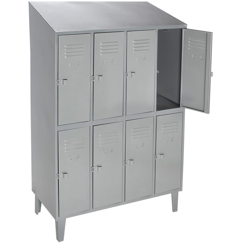 Locker Techo Inclinado 4 Cuerpos 8 Puerta(s) 110x190x50 cm Gris ...