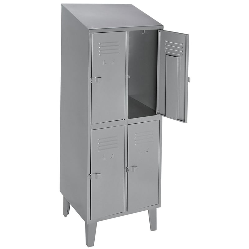 Locker Techo Inclinado 2 Cuerpos 4 Puerta(s) 57x190x50 cm Gris ...