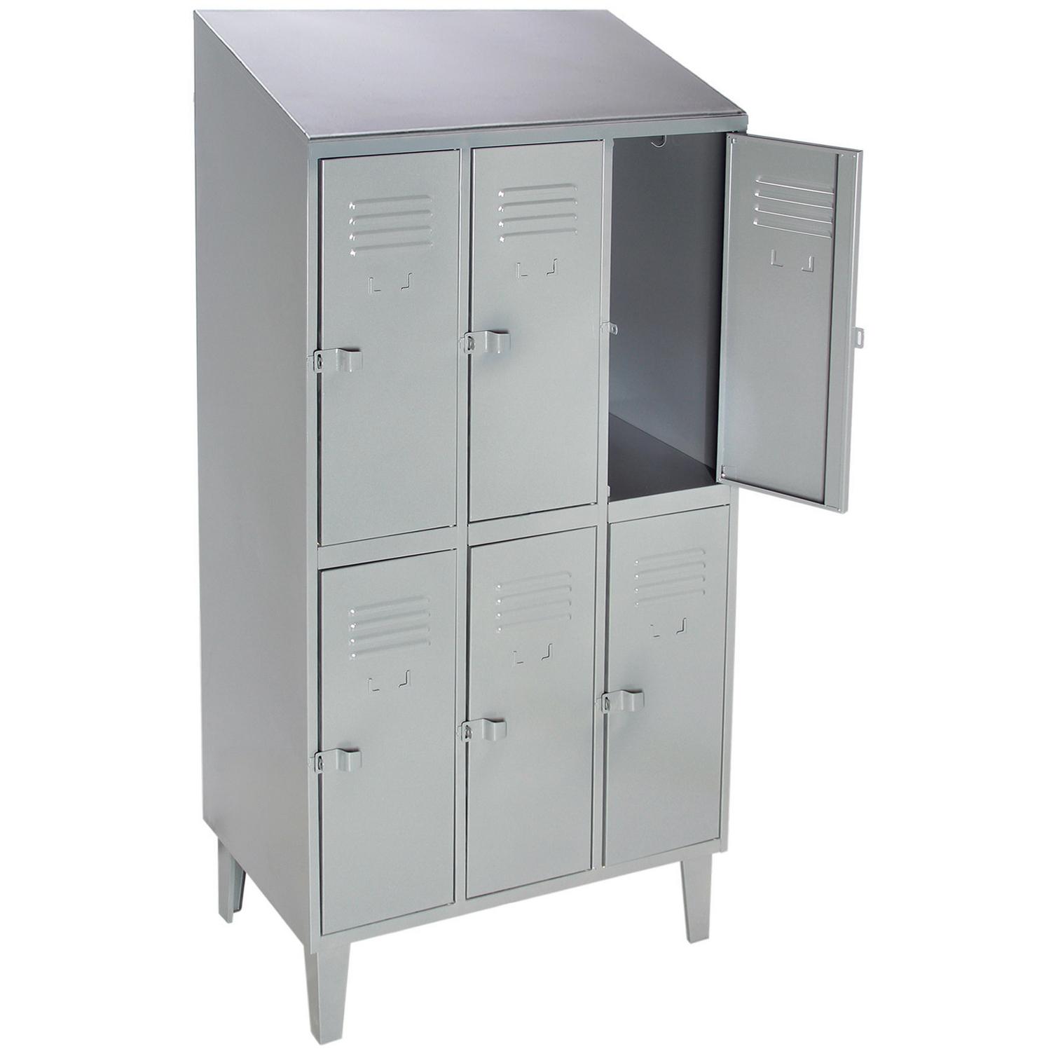 Locker Techo Inclinado 3 Cuerpos 6 Puerta(s) 83x190x50 cm Gris ...