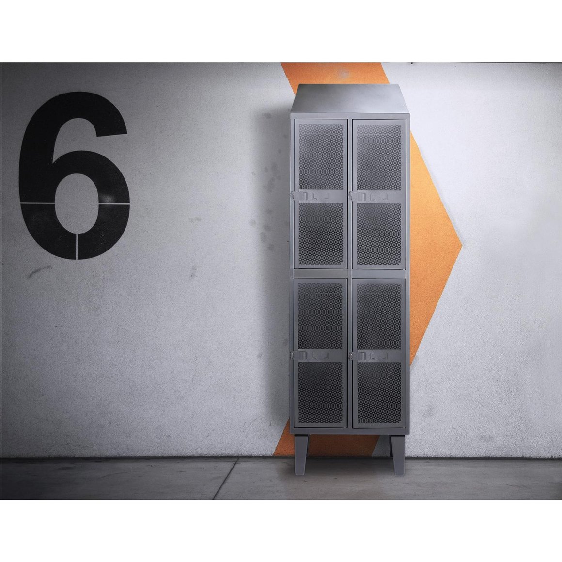 Locker Puerta Malla y Techo Inclinado 2 Cuerpos 4 Puerta(s) 57x190x50 ...