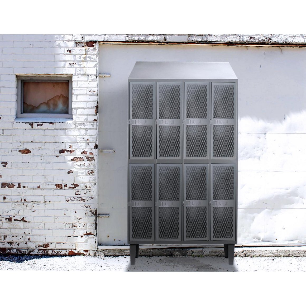 Locker Puerta Malla y Techo Inclinado 4 Cuerpos 8 Puerta(s) 110x190x50 ...