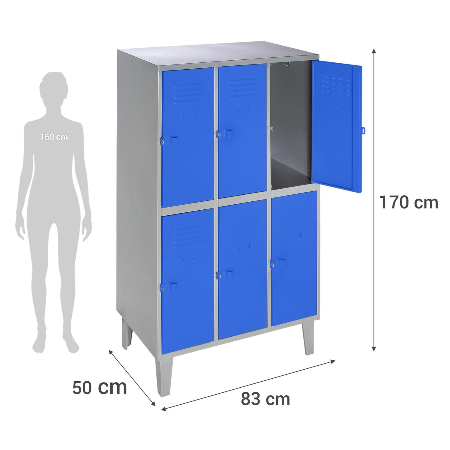 Locker 3 Cuerpos 6 Puerta(s) 83x170x50 cm Gris/Azul | Sodimac - Falabella