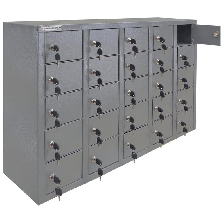 Locker Guarda Celular Llave Guantera 25 Puerta(s) 93x68x25 cm Gris ...