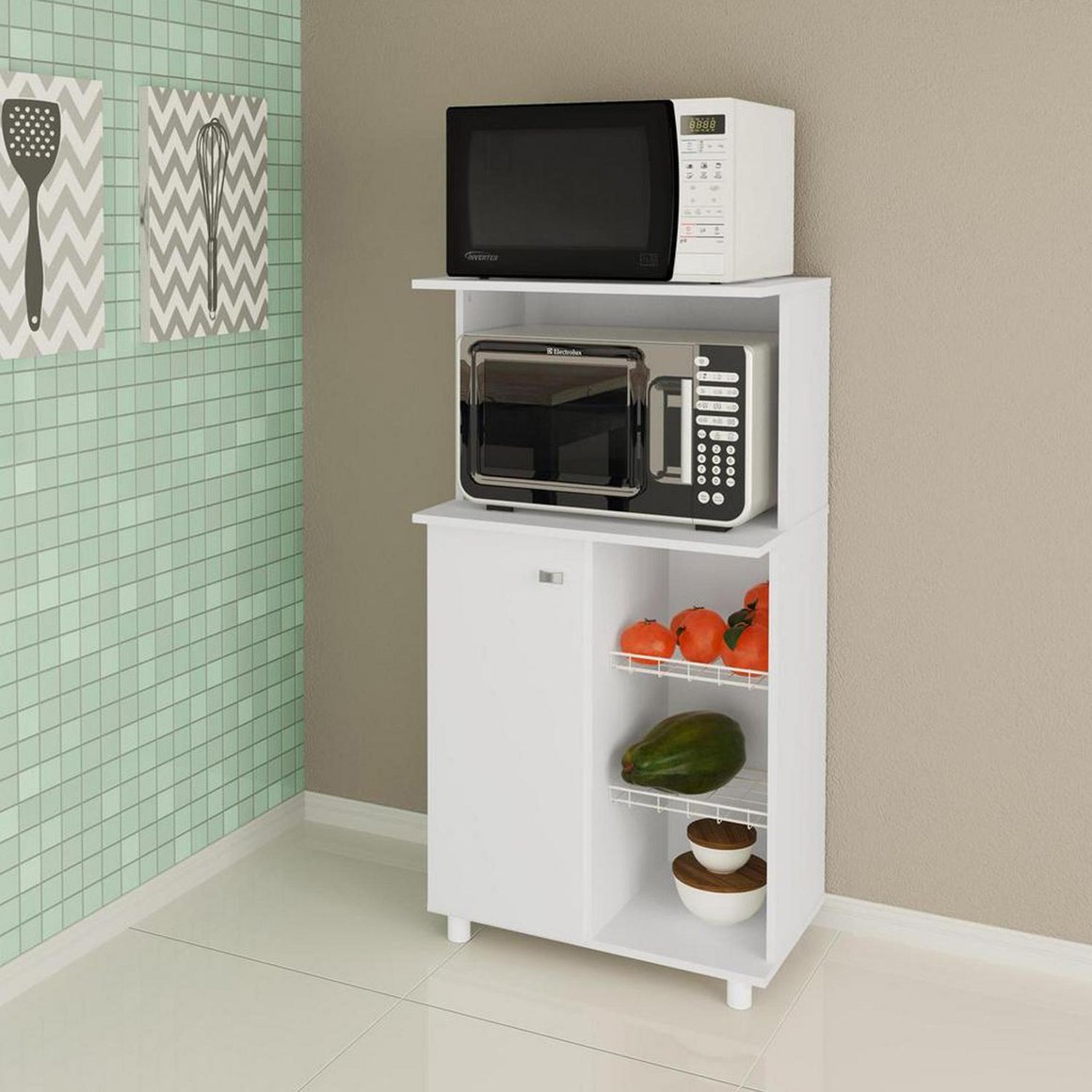 Mueble para microondas 61x41x116 cm Blanco | Sodimac - Falabella