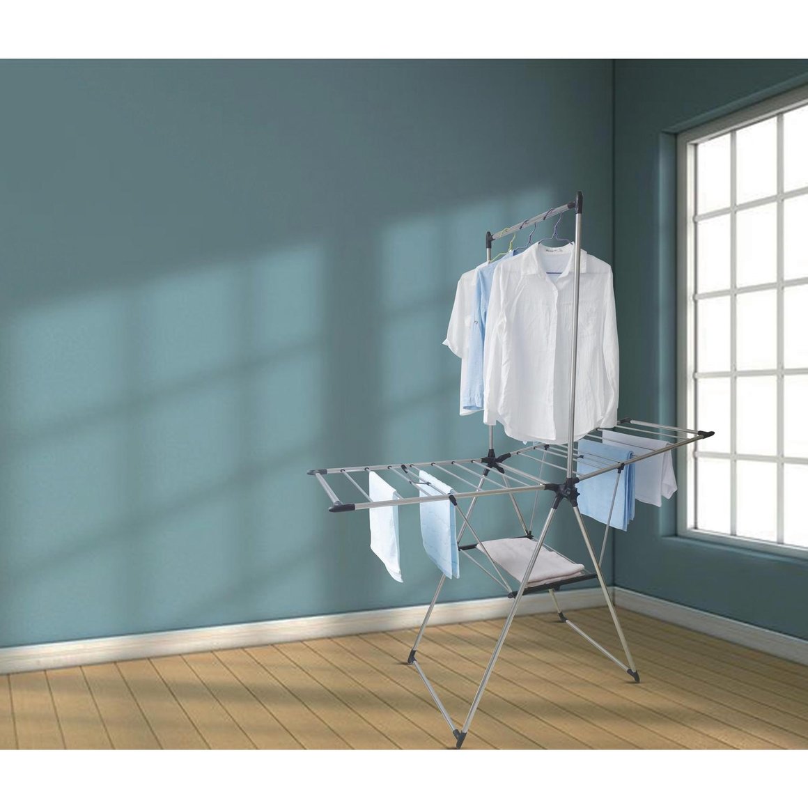 Tendedero de Ropa con Colgador Vertical Plegable Acero 156x61x200 cm ...