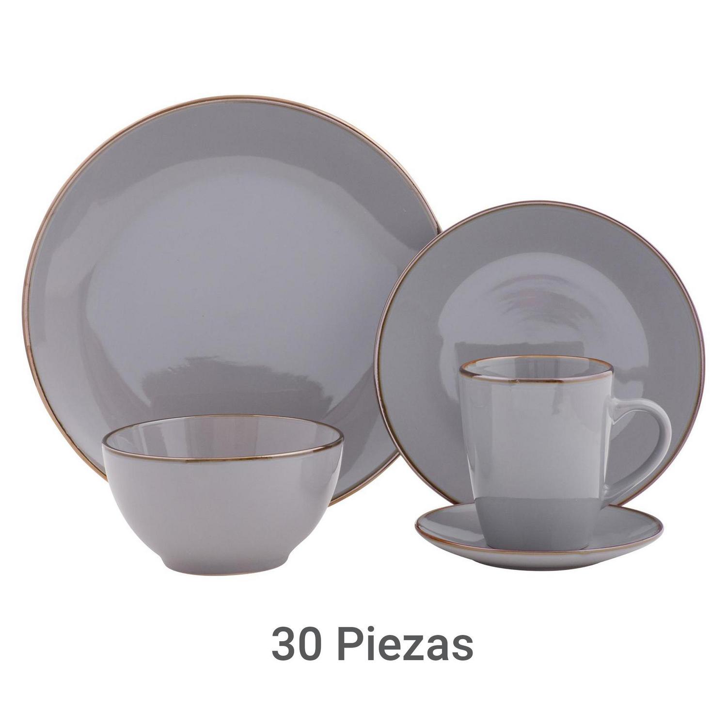 Juego de Loza 30 Piezas Cerámica Sólido Gris | Sodimac - Falabella