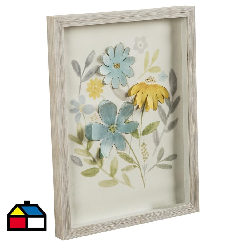 Cuadro Flor Craft azul 33x43 cm | Sodimac - Falabella