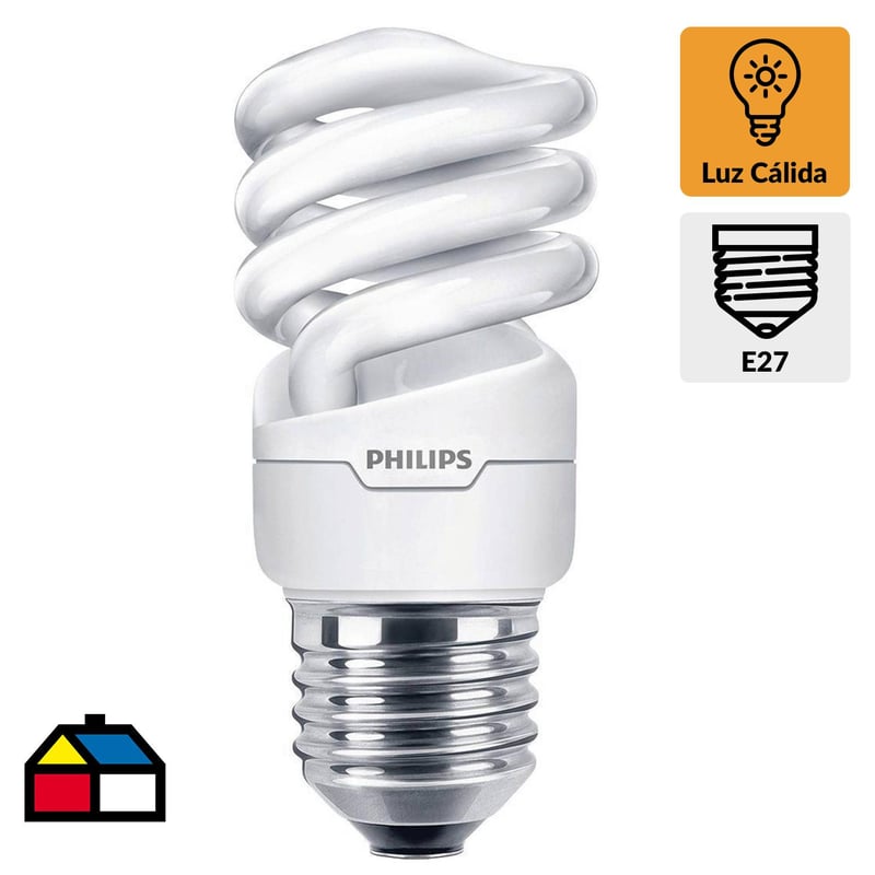 Ampolleta eco twister 23W E27 220-240V 1PF/12 luz cálida | Sodimac Chile