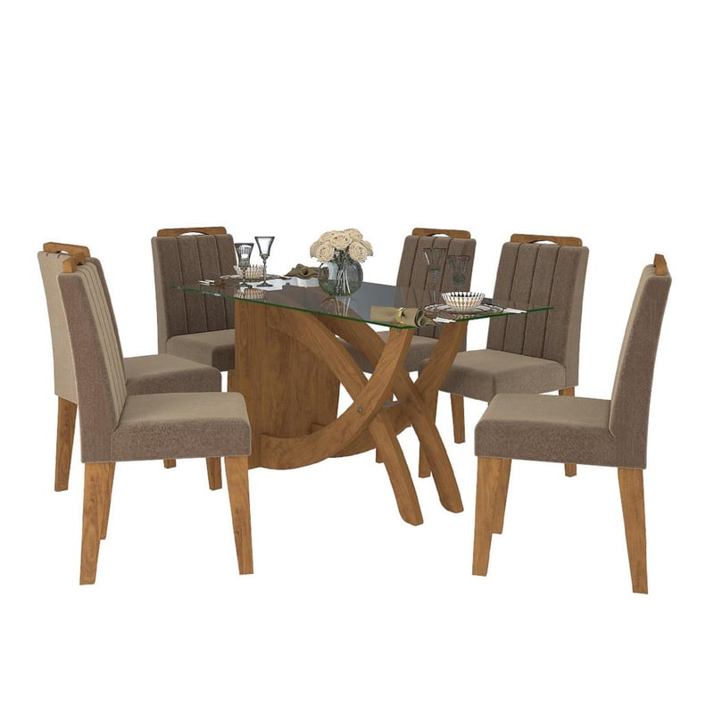 Comedor 6 Sillas Rectangular 80x80x160 cm Miel | Sodimac - Falabella