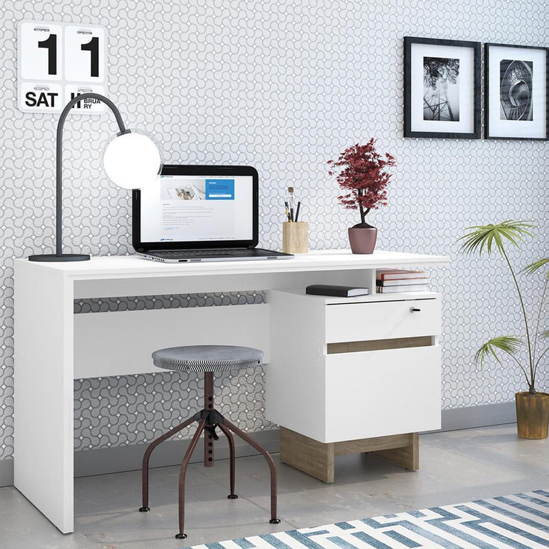 Escritorio 2 Cajones Recto York Blanco/Café 135.5x75.5x59 cm | Sodimac ...